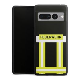 DeinDesign Google Pixel 7 Pro Handy Premium Silikon H&uuml;lle Handyh&uuml;lle schwarz Case Fire Fighters Fire Fighter Job Silikon Premium Case