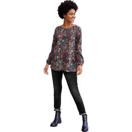 CR&Eacute;ATION L Damen Rundhalsshirt im Blumen-Dessin schwarz-rot-bedruckt Gr&ouml;&szlig;e 38