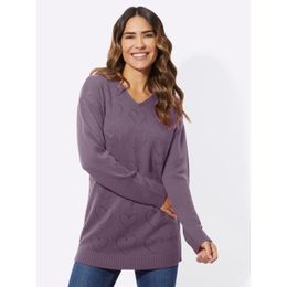 WITT Damen Longpullover mit Ajour-Herzchen, feige, Gr&ouml;&szlig;e 38