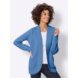 WITT Damen Strickjacke mit breiter Rippe, mittelblau, Größe 50