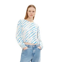 Tom Tailor Bluse in Weiß/ Hellblau - 62% | Größe L | Damen-blusen
