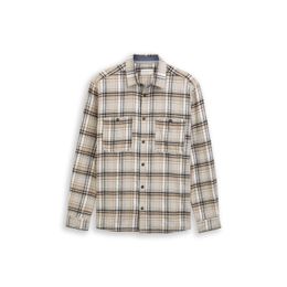 Tom Tailor Herren Comfort Fit Flanell-Hemd mit Karomuster, braun, Kariert, Gr. XXL