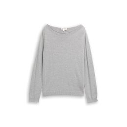 Tom Tailor Damen Strickpullover mit U-Boot-Ausschnitt, grau, Meliert, Gr. M