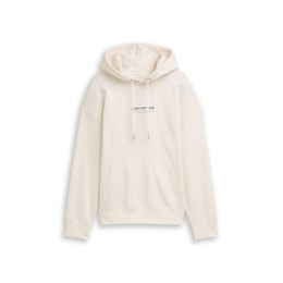 Tom Tailor Denim Herren Relaxed Hoodie Sweatshirt mit Logo-Print, braun, Uni, Gr. XXL