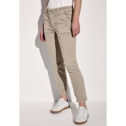 Cargojeans Street One, Damen, Gr. 28, Länge 28, beige (beige washed), Denim/Jeans, Obermaterial: 81% Baumwolle, 17% Polyester, 2% Elasthan, unifarben, loose fit lang, Jeans, mit Stretch