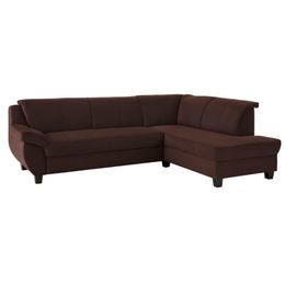 Ecksofa Home Affaire "Yesterday zeitlos und elegant, bequeme Armlehnen, L-Form", braun, B:254cm H:80cm T:186cm, Struktur (100% Polyester);Primabelle-Microfaser (100% Polyester);Antikleder-Optik Melrose (100% Polyester), Sofas, Ecksofa, wahlweise mit Bettfunktion, auch in Cord