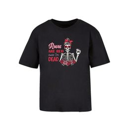 F4NT4STIC T-Shirt 'Anti Valentinstag Roses are red' Damen Gr&ouml;&szlig;e M rosa / rot / schwarz / wei&szlig;