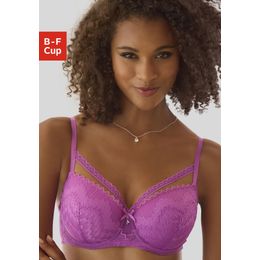 Schalen-BH Lascana, Damen, Gr. 70, Cup F, lila, Spitze, Obermaterial: 48% Polyamid, 45% Polyester, 7% Elasthan, BHs, mit modischer Zick-Zack-Spitze im Balconnet-Schnitt, Dessous