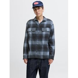 Jack & Jones Langarmhemd JACK & JONES "JJECHARGE OVERSHIRT LS NOOS", Herren, Gr. M, N-Gr, stormy weather, Web, Obermaterial: 60% Baumwolle, 40% Polyester, unifarben, relaxed fit, Hemden