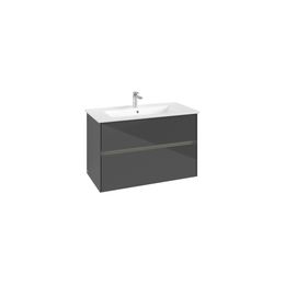 Villeroy & Boch V&B Waschtischunterschrank Collaro 96,1x61x48cm, WT mi, LED 7W, glo Gr ; Villeroy & Boch (C145B0FP)