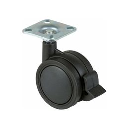 BS Rollen Doppelrolle F331 mit Feststeller Rad Ø 60mm Kunststoff (F331.060)