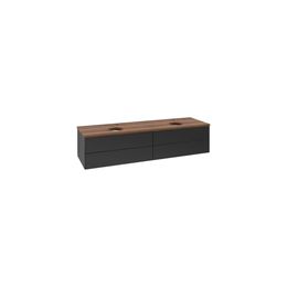 Villeroy & Boch V&B Waschtischunterschrank ohne Frontstruktur, mit Beleuchtung Antao 160x50cm, HL, WBP w. wal, bla m Lac ; Villeroy & Boch (L28052PD)