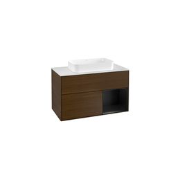 Villeroy & Boch V&B Waschtischunterschrank Abdeckplatte wh. m Finion 100x60,3cm, Reg re bla m Lac, wal veneer ; Villeroy & Boch (F251PDGN)