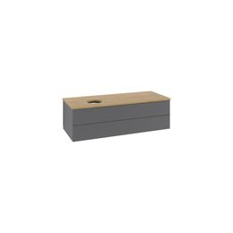 Villeroy & Boch V&B Waschtischunterschrank mit Frontstruktur, mit Beleuchtung Antao 120x36x50cm, WBP hon. Oa, Anthrac. m Lac ; Villeroy & Boch (L22111GK)