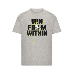 F4NT4STIC T-Shirt 'Win From Within Soccer Splash Green' Jungen Gr&ouml;&szlig;e 158/164 gelb / grau / schwarz / wei&szlig;
