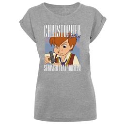 F4NT4STIC T-Shirt 'Disney Winnie The Pooh Christopher Robin Montage' Damen Gr&ouml;&szlig;e 5XL kitt / karamell / graumeliert / wei&szlig;