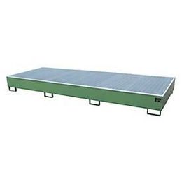 Bauer Regalwanne RW-GR 3600-3 PE, mit Gitterrost und PE-Einsatz, B 3262 x T 1312 x H 383 mm, bis 1000 l, Stahl lackiert, resedagrün