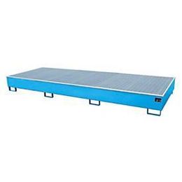 Bauer Regalwanne RW-GR 3600-3 PE, mit Gitterrost und PE-Einsatz, B 3262 x T 1312 x H 383 mm, bis 1000 l, Stahl lackiert, lichtblau