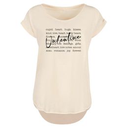 F4NT4STIC Shirt 'Valentine Herz Hugs Kisses Love Flowers Joy' female Beige size XXL