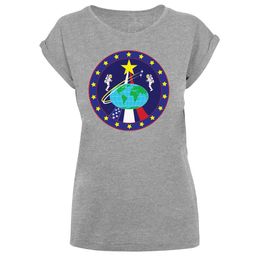 F4NT4STIC T-Shirt 'NASA Classic Globe Astronauts' Damen Gr&ouml;&szlig;e 5XL blau / gelb / grau / rot