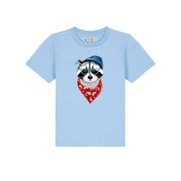 watabout.kids T-Shirt 'Waschb&auml;r' Jungen Gr&ouml;&szlig;e 134/146 hellblau