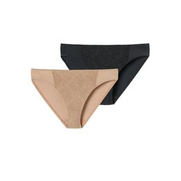 Schiesser Rioslip ' Air blickdichte Spitze ' Damen Gr&ouml;&szlig;e M beige / schwarz