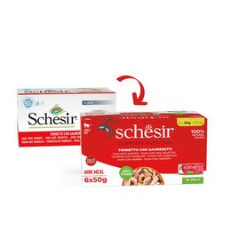 Schesir Cat Complete Thunfisch mit Garnelen in Jelly 6x50 g
