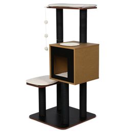 Vesper Kratzbaum V-High Base mit Spielzeug schwarz
