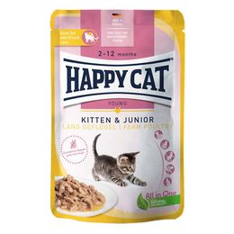 12x85g Happy Cat Tray Kitten & Junior Land Gefl&uuml;gel