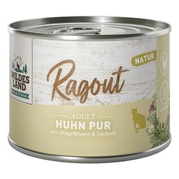 WILDES LAND Ragout Huhn Pur mit Ringelblume Katzen-Nassfutter getreidefrei 6x180 g