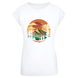 F4NT4STIC T-Shirt 'Sonnenuntergang Berglandschaft' Damen Gr&ouml;&szlig;e XXXL braun / hellbraun / dunkelgr&uuml;n / wei&szlig;
