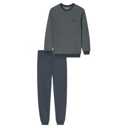 Schiesser Long Pajamas 'Comfort Essentials' male Blue, Grey size 56