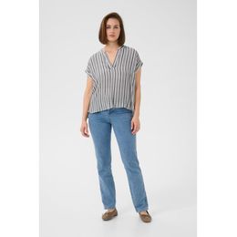 Kaffe Kurzarm-Bluse KAanja Regular fit in Black/Chalk Stripe | Gr.: 42
