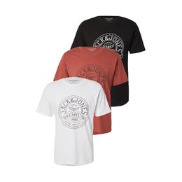 Jack & Jones Premium T-Shirt 'JPRBLUZACK' Herren Größe M rostrot / schwarz / weiß