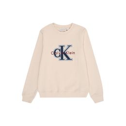 Calvin Klein Jeans Sweatshirt 'Festive' Jungen Gr&ouml;&szlig;e 140 hellbeige / marine / rot / wei&szlig;