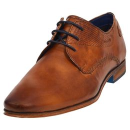 Bugatti Schnürschuh, Blockabsatz, Abendschuh, Businessschuh in eckiger Karreeform cognac 43 43 Bugatti Business Schnürer mit Hand Finish im Used Look