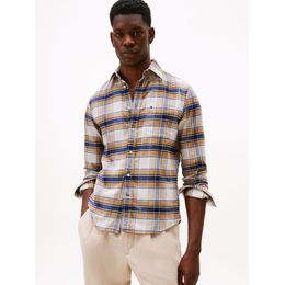 Tommy Hilfiger Button Up Shirt 'Tartan' male Brown, White size XXL