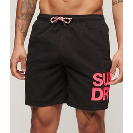 Superdry Herren 17-Zoll Sportswear Badeshorts aus Recyceltem Material mit Logo Schwarz - Gr&ouml;&szlig;e: L 106201650018602A003