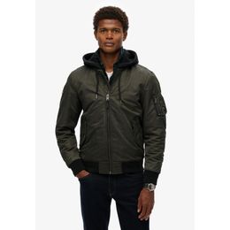 Parka Superdry "MILITARY MA1 BOMBER JACKET", Herren, Gr. L, grün (washed dunkelgrün), Web, Obermaterial: 100% Nylon, unifarben, Modisch, relaxed fit, Jacken