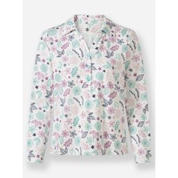 WITT Damen Poloshirt floral bedruckt, ecru-mauve-bedruckt, Gr&ouml;&szlig;e 38