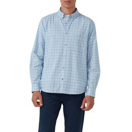 Langarmhemd s.Oliver, Herren, Gr. L, N-Gr, lt blau, Web, Obermaterial: 100% Baumwolle, kariert, regular fit taillenbedeckt, Manschette, Hemden, mit Logo Stickerei