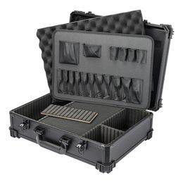 HMF 15701-02 Werkzeugkoffer leer, Werkzeugkasten gro&szlig; mit Rasterschaumstoff, 46 x 33 x 15 cm