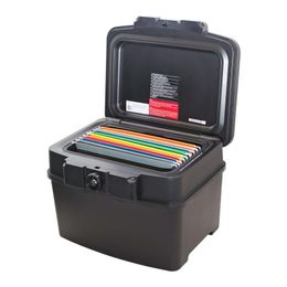 HMF 250453 Feuerfeste Wasserdichte Dokumentenbox f&uuml;r H&auml;ngeregister, DIN A4, 44,5 x 34 x 33 cm, Schwarz