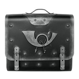 HMF 510 Briefkasten Alter Ranzen mit Posthorn PH2, 40 x 40 x 9 cm, Silber