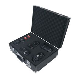 HMF 14501-02 Alu Fotokoffer, Waffenkoffer mit Rasterschaumstoff, 46 x 33 x 15 cm, Schwarz