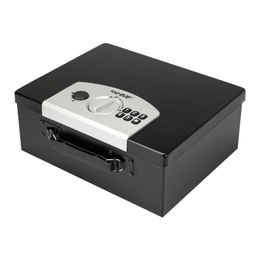 HMF Dokumentenbox mit Elektronikschloss, 32,5 x 25,5 x 12,5 cm, DIN A4, Schwarz