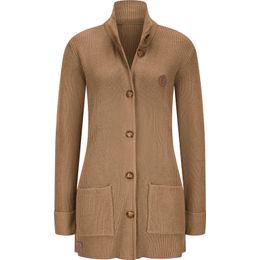 Damen Longstrickjacke mit Stehkragen camel, Gr&ouml;&szlig;e 36