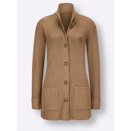 Heine Damen Longstrickjacke, Braun, Gr. 48, Basic Strickjacken, Material: Viskose