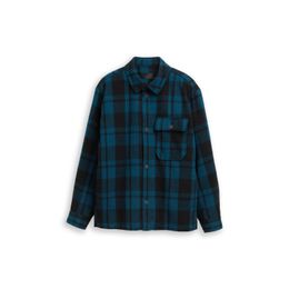 Tom Tailor Denim Herren Overshirt Jacke in Woll-Optik, grün, Kariert, Gr. XXL
