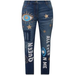 Angel of Style Jeans Damen Gr&ouml;&szlig;e 45/46 azur / blue denim / gold / wei&szlig;